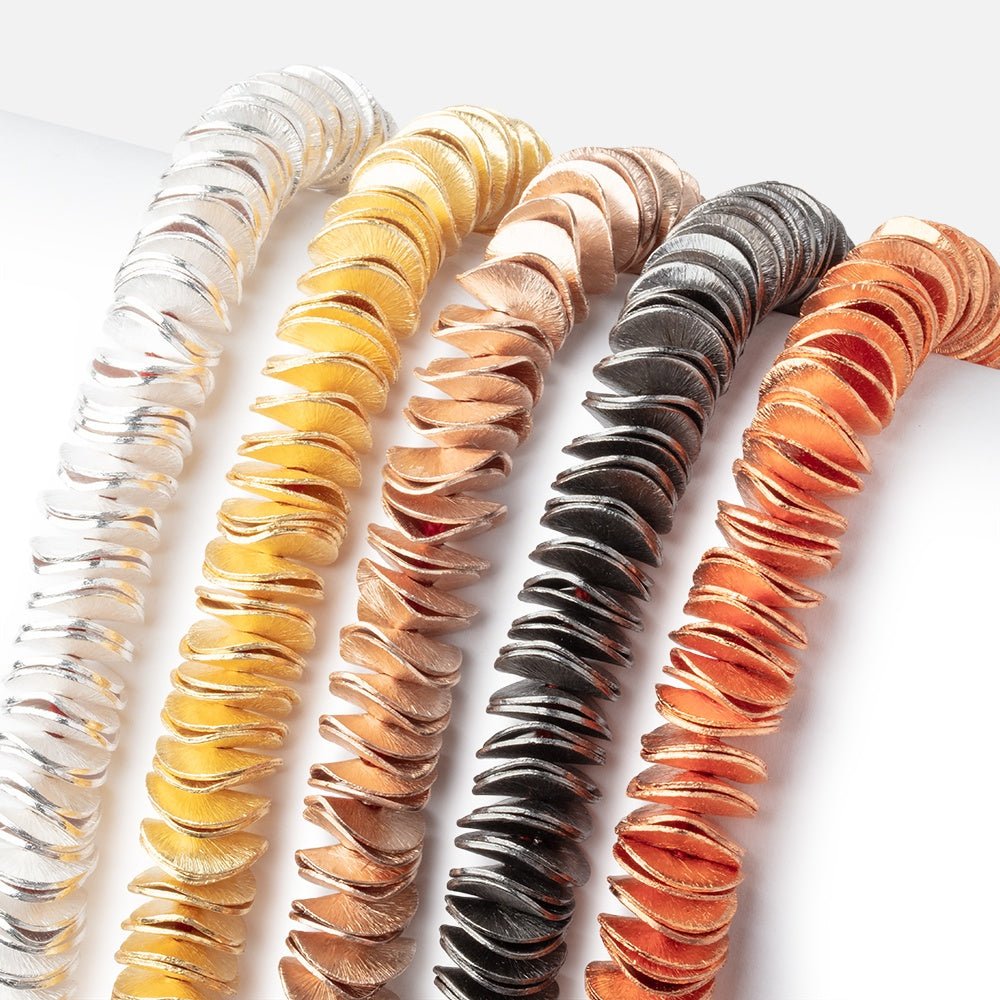 10mm Brushed Wavy Disc Spacers 8 inch 130 Beads