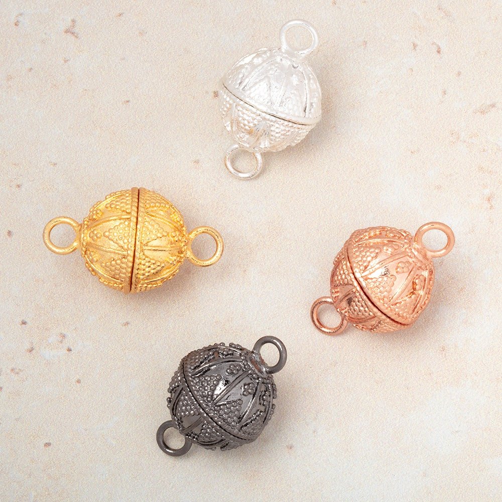 17.5mm Triangular Miligrain Design Round Magnetic Clasp 1 piece