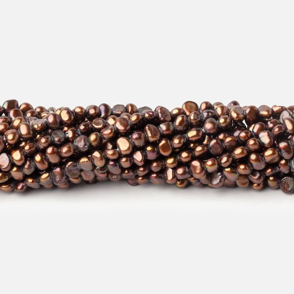 3-4mm Chestnut Brown Petite Baroque Freshwater Pearls 15.5 inch 130 Be