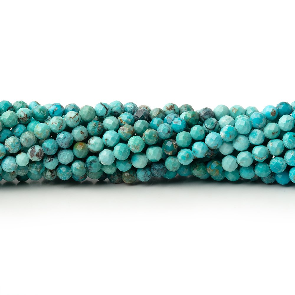 3.3mm Shaded Turquoise Micro Faceted Round 12.5 inch 100 Beads
