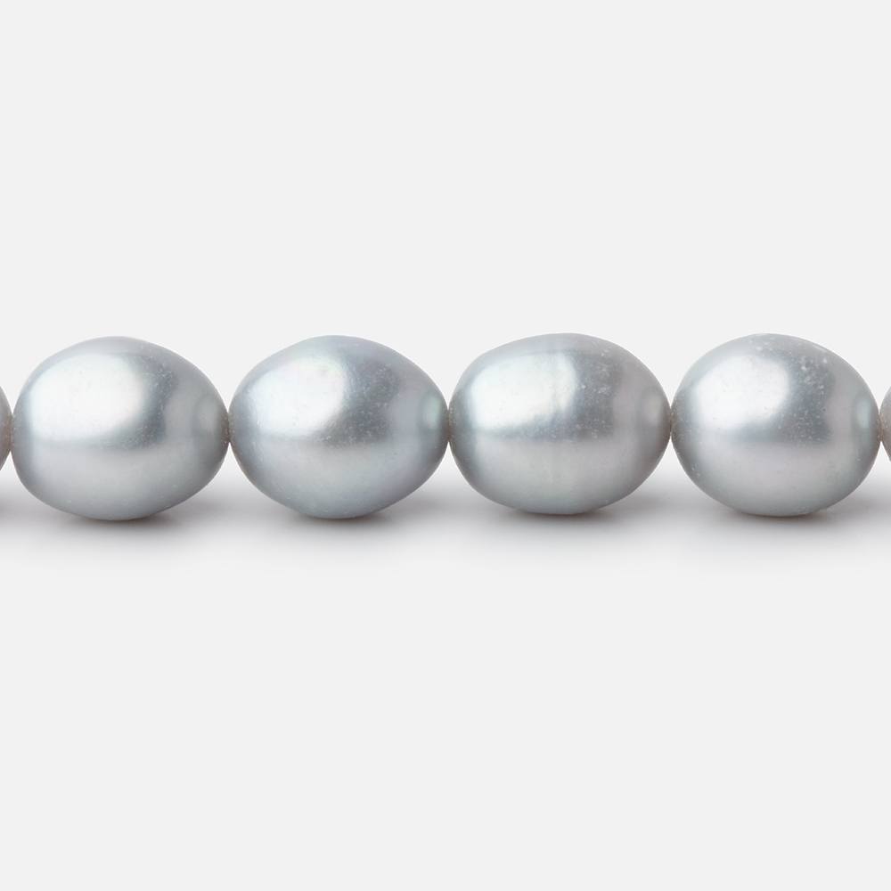 8-10mm Silver Peacock Oval Freshwater Pearls 15 inch 42 Beads A