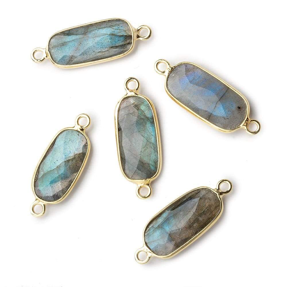 14-16mm Vermeil Bezeled Labradorite elongated oval Connector 1 focal b